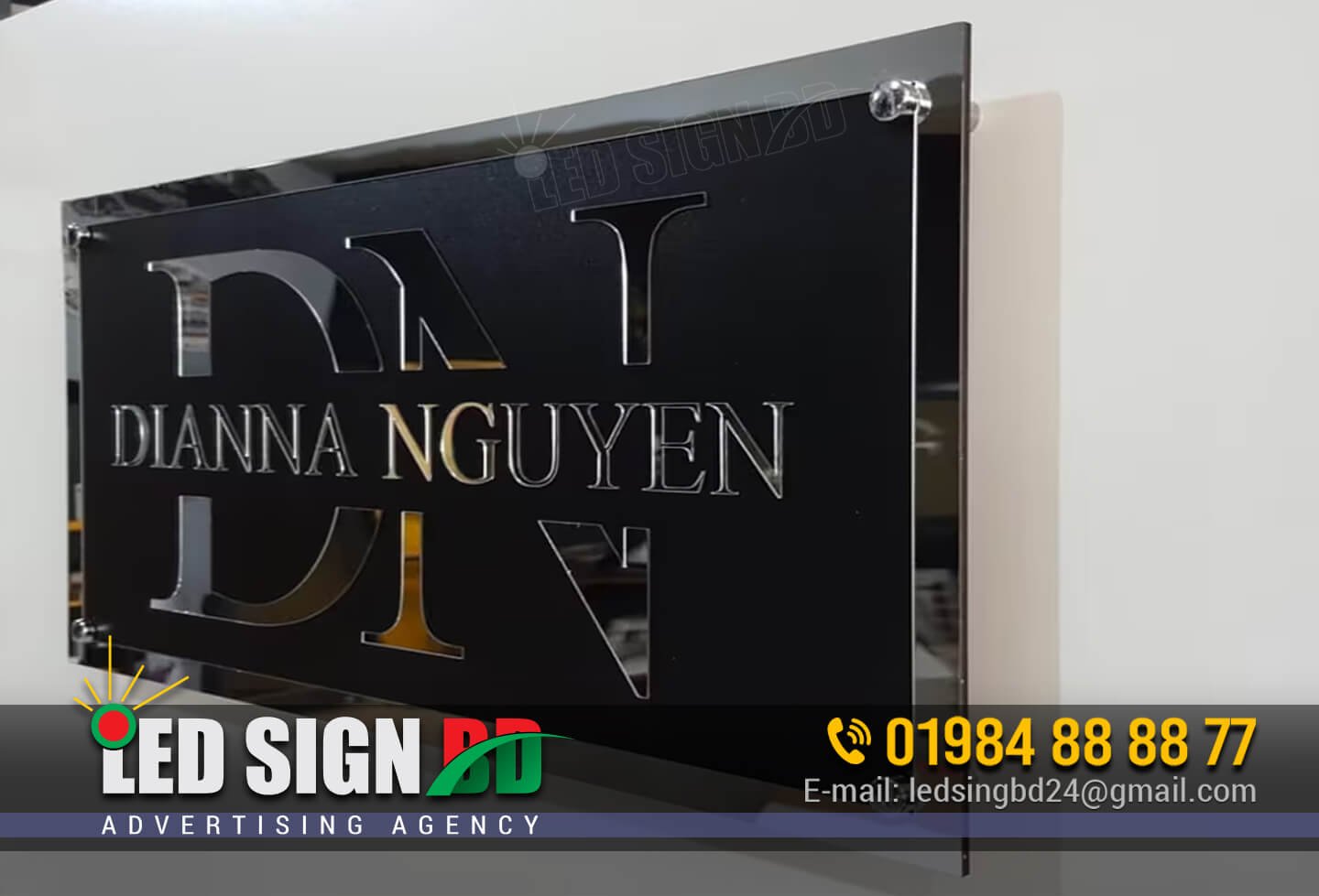 Laser-Cut Name Plates - By Acrylis SS Metal Plastic Wooden